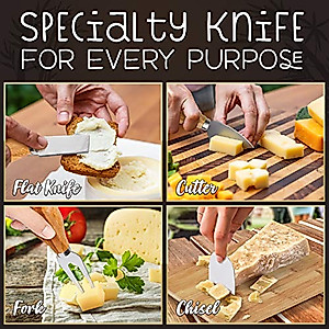 NutriChef Bamboo Natural Cheese Board Set with Bonus Condiment Cup-Extra Large Size 100% Home Organic Wooden Plate and Charcuterie Tray with 4 pcs Cutting Knife Slicer, 13" Square