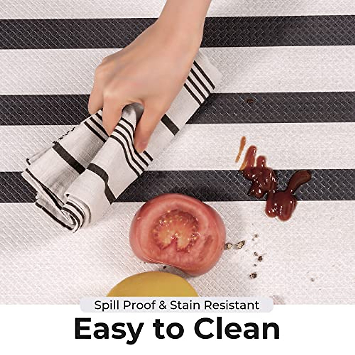 FRESHMINT Farmhouse Stripe Anti-Fatigue Kitchen Mat Set of 2, Cushioned Foam Kitchen Mats for Floor, Waterproof Non Slip Comfort Mat, Modern Kitchen Rug for Kitchen Decor, Sink, Laundry, Office