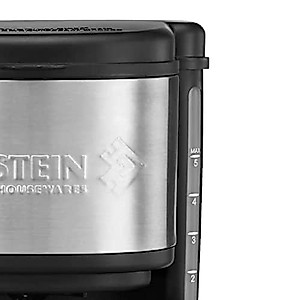 Holstein Housewares 5 Cup Coffee Maker, Black with Stainless Steel - User Friendly One-Touch Operation