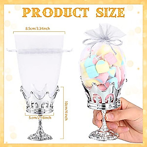Sieral 15 Pcs Fillable Crown with Pouch Crown Candy Chocolate Cake Dessert Storage Boxes Party Favors Crown Table Centerpiece Decor for Princess Baby Shower Birthday Containers Party (White, Silver)