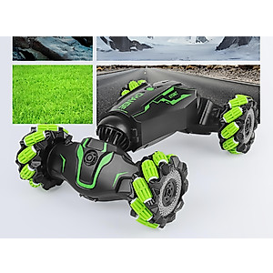 LOOZIX Upgraded Hand Gesture Sensing RC Stunt Car with Lights Music, Spray Fog Gesture RC Car Remote Controll Transformed Car 360° Spins All Terrains Monster Truck for Boys