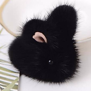 5CM Mini Rabbit Keychain pendant Fur Ball Keyring Lovely Mini Kawaii Animal black