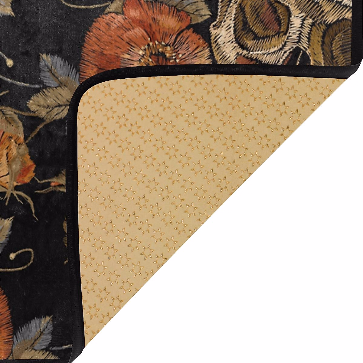 One Bear Skull Skeleton Flowers Kitchen Rugs Kitchen Mats Non Slip Washable Cushioned Mats Polyester AntiFatigue Comfort Floor Mat Doormat for Kitchen Washroom Bedroom 39 x 20 inch