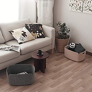 Foldable Storage Basket Bin Drawers Nature Felt Fabric with Handles for Home Office Bedroom Clothes DVD Books Cloest Organizer Strong&Large Size (Gray)