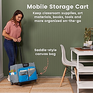 ECR4Kids - ELR-0550B-BL MemoryStor Universal Rolling Cart and Organizer Bag Set, Blue