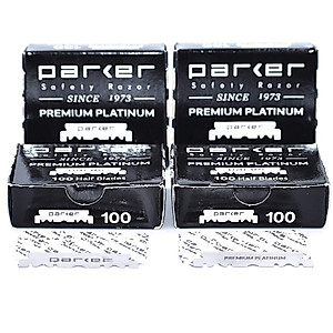 Parker Premium Platinum 1/2 Blades, 400 COUNT/400 BLADES - For Professional Barber Razors, Shavette Razors and Disposable Blade Straight Razors that accept Half of a Double Edge Razor Blade