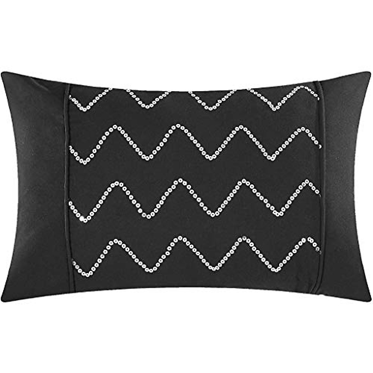 Chic Home 4 Piece Daya Pinch, Ruffled and Pleated Complete Queen Duvet Cover Set Black Shams and Decorative Pillows Included