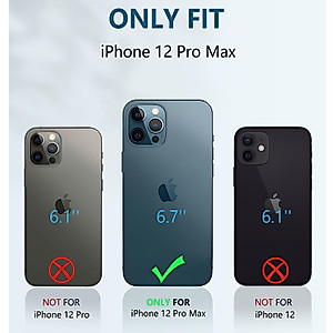 FNTCASE for iPhone 12-Pro-Max Phone Case: Military Grade Drop Proof Protection Mobile Cover with Kickstand | Matte Textured Rugged Shockproof TPU | Protective Sturdy Cases - Blue