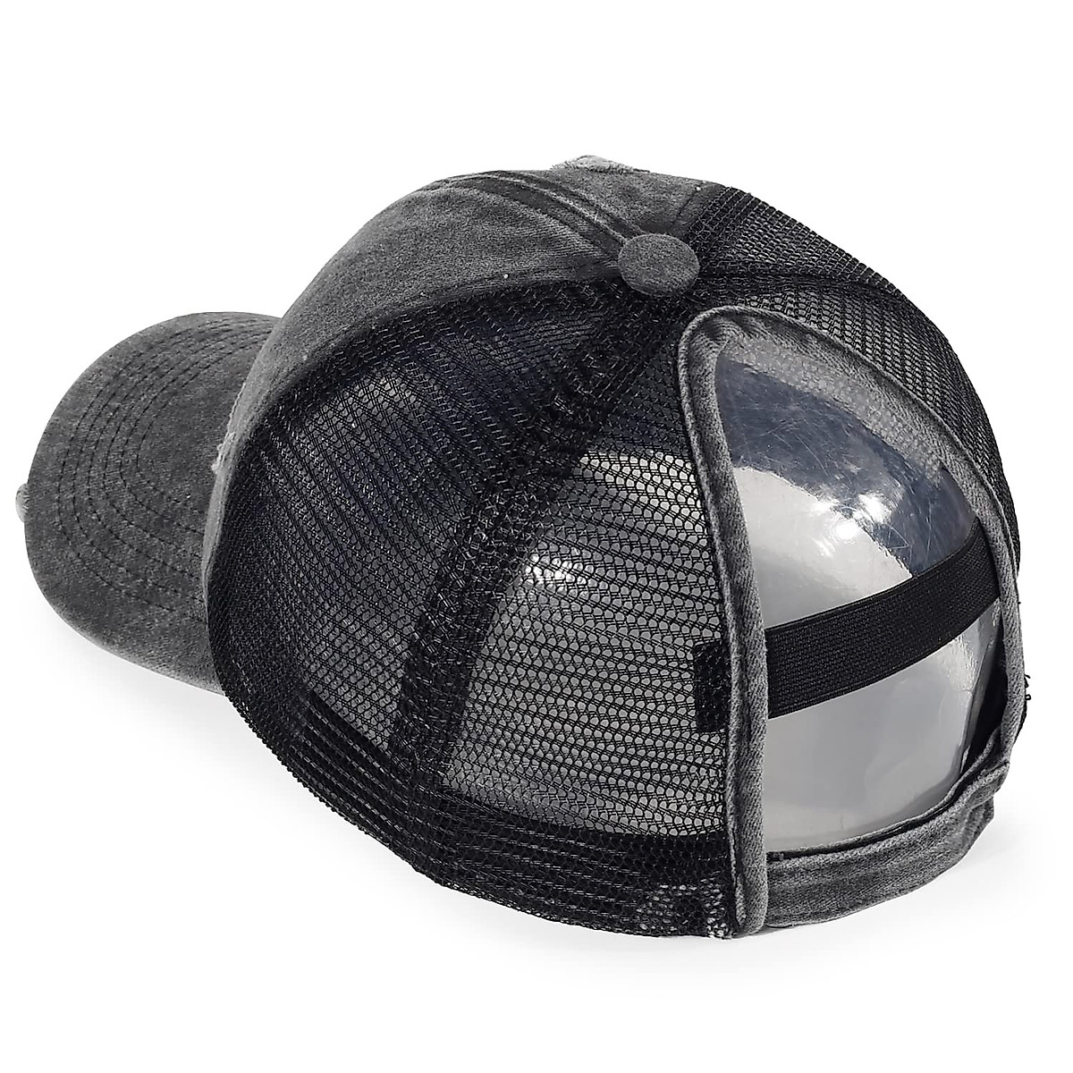 HH HOFNEN Ponytail Hats Womens Washed Distressed Baseball Cap High Ponycaps Cotton Dad Hat with Ponytail Hole