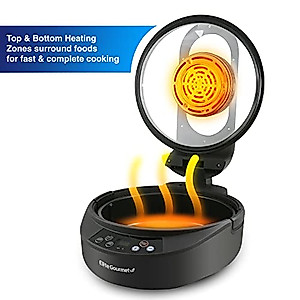 Elite Gourmet EAF4700 Digital 5Qt Air Fryer, Sears, Bakes, Roasts, Top & Bottom Heating Oil-Less Healthy Cooker, Temp/Timer Settings, PFOA-Free, Includes Recipes, Black