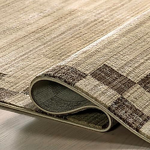 Rugs USA x Arvin Olano Pompeii Checked Border Area Rug, 8x10, Brown