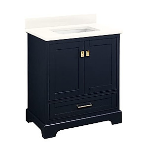Signature Hardware 953665-30-RUMB-0 Quen 30" Free Standing Single Basin Vanity Set with Cabinet, Vanity Top, and Undermount Sink - No Faucet Holes