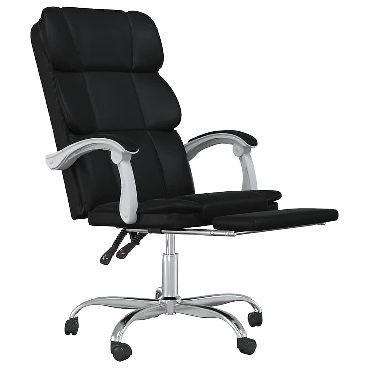 Reclining Office Chair,with Rolling Wheels with Adjustable seat Height Suitable for Office, Home, Study Space, Conference Room or Play Facility Black Faux Leather
