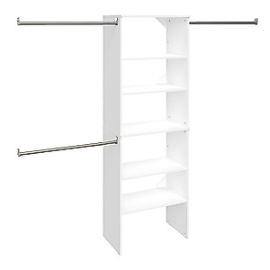 ClosetMaid SuiteSymphony Wood Closet Organizer with Expandable Rods and Shelves + Top Shelf Support Kit - Fits Closets 5-10 ft Wide