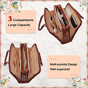 Banuce Full Grains Italian Leather Briefcase for Women Handbags 14 Laptop Business Bags Attache Case Satchel Purses Ladies Work Bag Brown