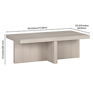 Henn&Hart 44" Wide Rectangular Coffee Table in Alder White, for Home, Living Room, Bedroom, Entertainment Room, Office