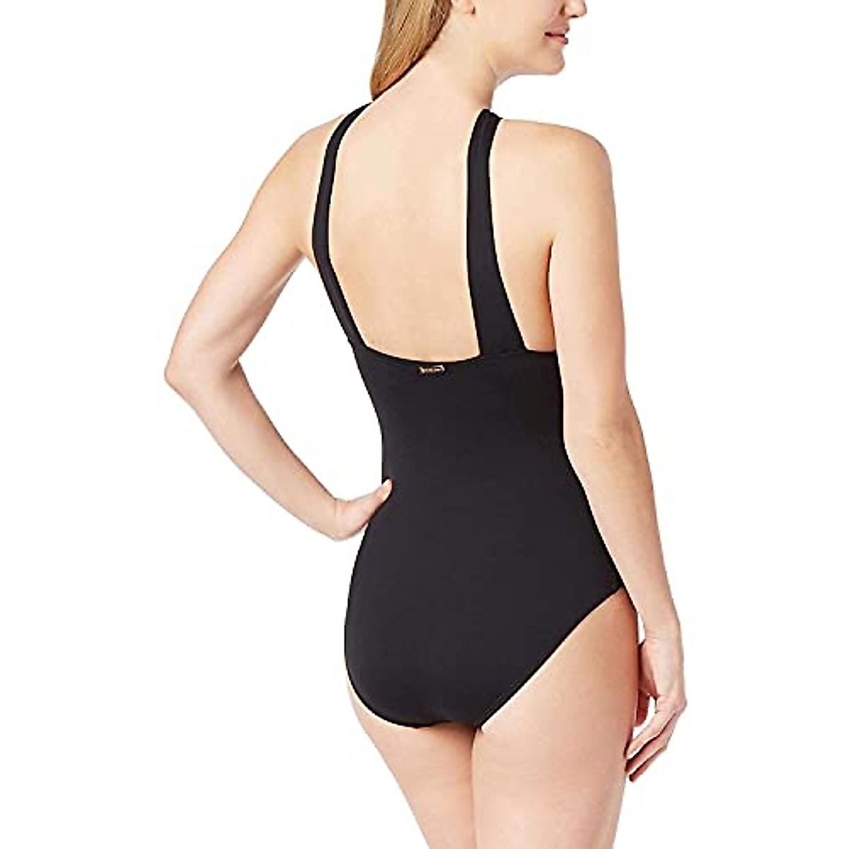 Michael Michael Kors Womens High Neck Shirred One-Piece Swimsuit Black 12