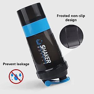 Protein Shaker Bottle for Protein Mixes, 17 OZ, Leak Proof ● Easy Clean Up ● BPA Free, Tasteless, Safe Material ● No Blending Ball or Whisk Needed ● Blender Shaker Bottle ● Gym shaker bottle (Blue)
