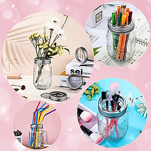 30 Pieces Mason Flower Jar Lid Mason Jar Lids with Straw Hole Stainless Steel Flower Insert Lid Insert Mason Grid Organizer Lid Decorative Flower Organizer Lid for Regular Mouth
