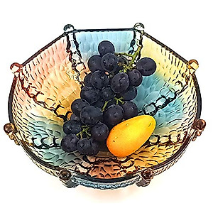 weigeer EWEIGEER 10.7-inch High-Grade Crystal Glass Colorful Fruit Candy Snack Bowl,Art Glass Bowl Flower-shaped,Cool Design