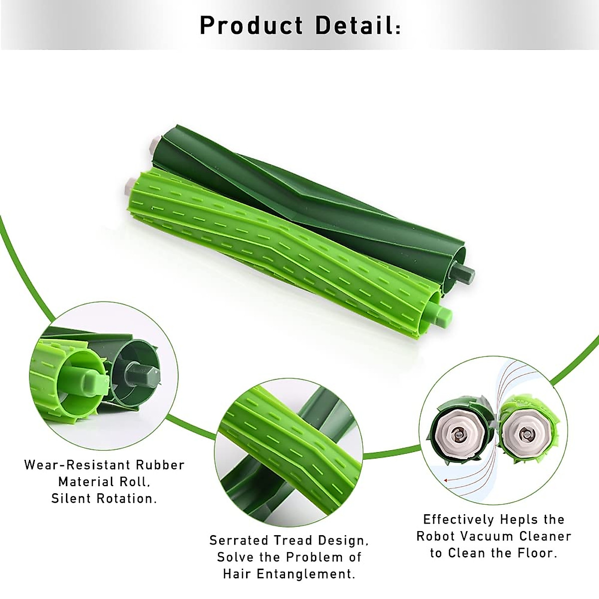 Abnaok 2 Set Replacement Rubber Roller Brushes Compatible for iRobot Roomba e i and j Series i3 i3+ i6+ i7 i7+ i8+ Plus E5 E6 E7 j7 (7150) j7+ (7550) Vacuum Cleaner Accessories