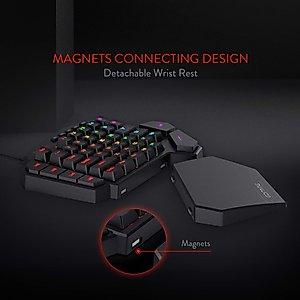 Redragon K585 DITI Wired One-Handed RGB Mechanical Gaming Keyboard, 42 Keys Type-C Professional Gaming Keypad w/Upgraded Hot-Swappable Socket, 7 Onboard Macro Keys & Detachable Wrist Rest