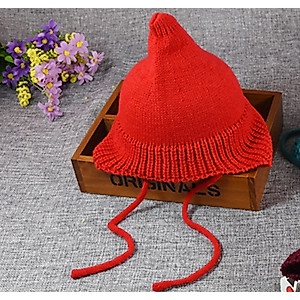 Children-Hat Knitted Beanie Fashion - Girls Boys Knitted Beanie Sharp Pointed Warm Cap (Red)
