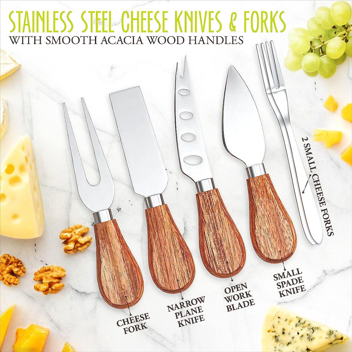G Francis Large Charcuterie Boards with Bowls and Cheese Board Knife Set - 12.5in Square Acacia Wood Serving Platter Set