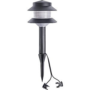 Sterno Home GL22627BK Outdoor Path, Plastic 2-Tier Low Voltage Landscape Lighting, 8.66 x 5.2-Inches (4W Warm White/15 Lumens), Single, Black