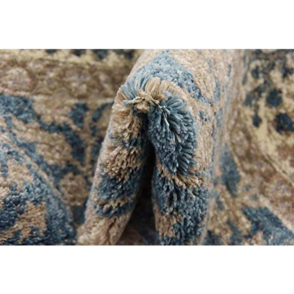 Unique Loom Salzburg Collection Classic Traditional Design Oriental Inspired with Intricate Border Area Rug, 4 ft, Blue/Beige