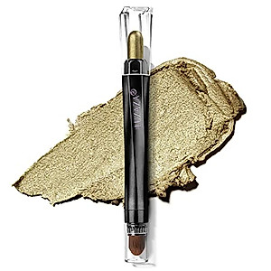 LUXAZA Cream Single Eyeshadow Stick with Blending Brush, Hypoallergenic Eye Shadow Stick Makeup, Pro Waterproof & Long Lasting Eye Brightener Stick,Eyeshadow Pencil Crayon Shimmer #101