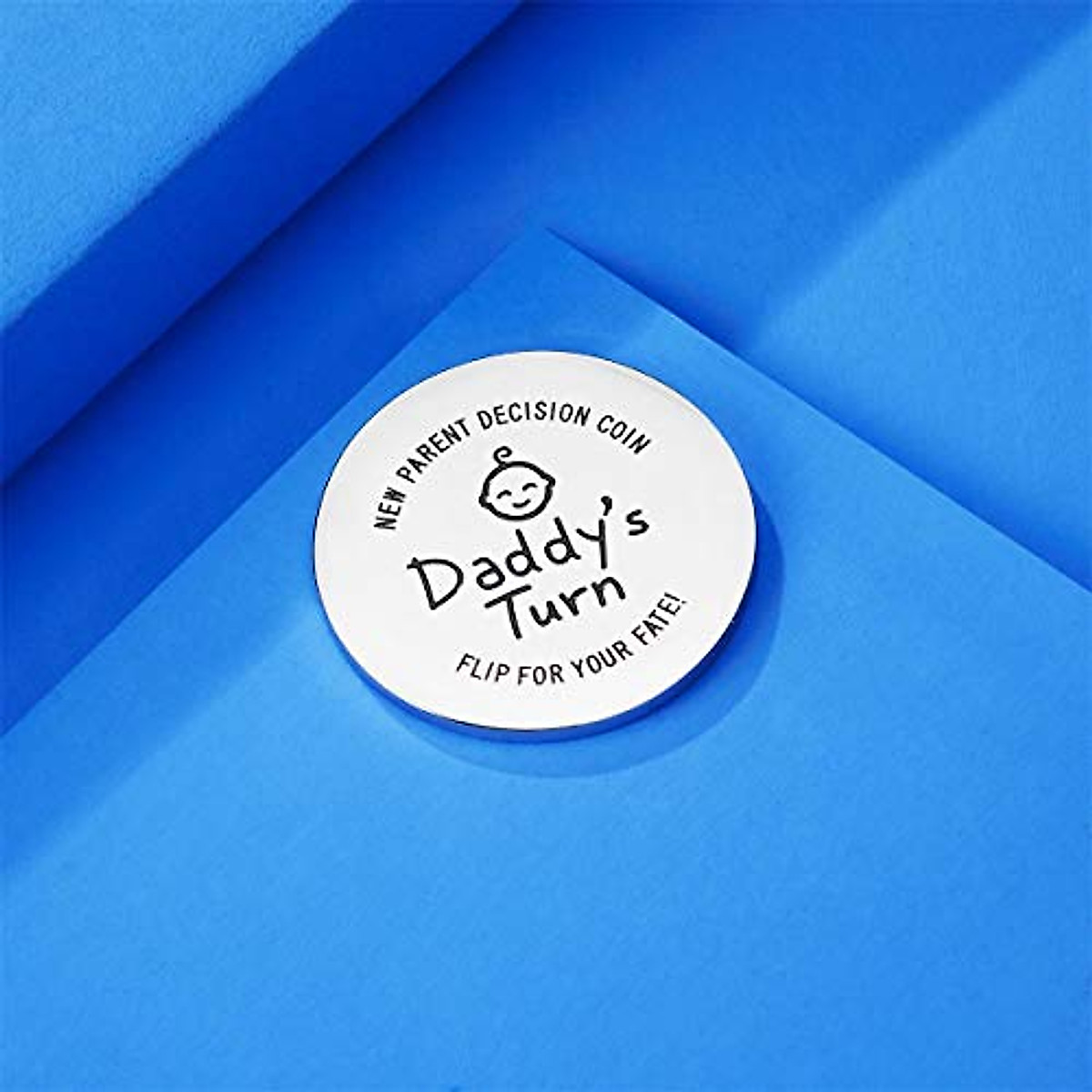 CJ&M Fun New Parents Decision Coin, Engraved Wooden Fun Coin for Decision Making, New Baby Gift