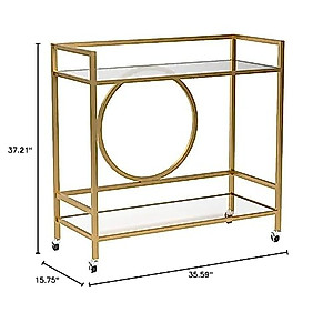 Sauder International Lux Bar Cart, Satin Gold Finish