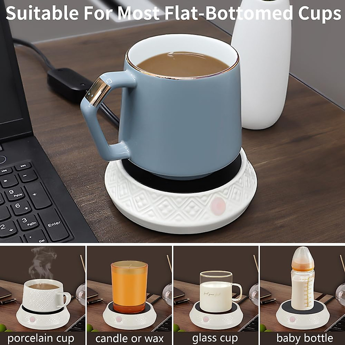 Candle Coffee Mug Cup Warmer Timer with Auto Off Function Suitable for Bedroom Study Room Living Room Kitchen to Heat Milk Tea Coffee Drinks and Melting Wax Safe Release of Scent