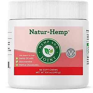 Green Pet Organics Natur-Hemp Joint Soft Chews for Dogs - Natural Treats with Hemp Oil, Glucosamine, Chondroitin, & MSM - Joint Relief & Support for Dogs - 60 Soft Chews
