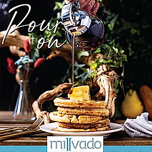 Millvado Syrup Dispenser, Restaurant Style Glass Honey or Maple Syrup Dispenser,10 Ounces, Dishwasher Safe