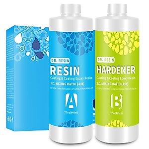 DR. RESIN 64oz Crystal Clear Epoxy Resin Kit, No Yellowing, Self-Leveling, Bubble Free 2 Part Art Resin Kit for Jewelry Tabletop DIY Craft