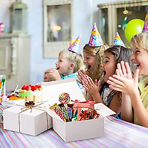 HLWDFLZ White Gift Boxes 12 Pack 8x8x4 Inches Paper Box, Gift Boxes with Lids, Wedding Present Box, Bridesmaid Proposal Box, Birthday Party Favor Box, Christmas Box with 66ft Twine and 12 clear stickers