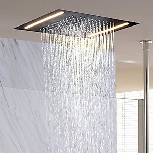 LightInTheBox Contemporary Rain Shower Head LED Rectangular Shower Head Stainless steel Overhead Rainfall Massage LED Top Sprayer
