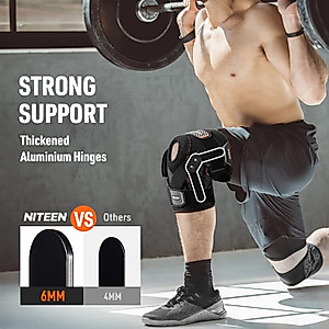 NITEEN Hinged Knee Brace for Knee Pain with Side Stabilizers Knee Braces for Women Men Adjustable Knee Pad for Meniscus Tear Plus Size Compression Patella Gel Pads Knee Support for ACL, MCL