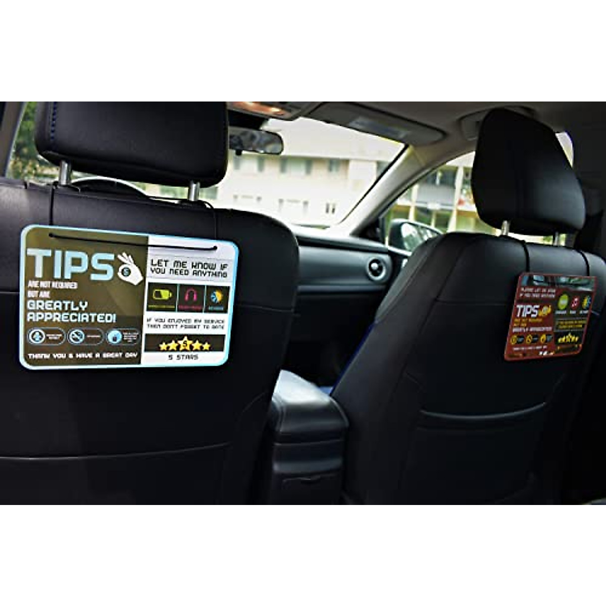 Tips - Five star Accessories rider-share sign for Driver |sign Rideshare 5 stars tips taxi sign driver Rating Appreciated Ride-share Driver Signs- Large 9x6 (Pack of 2)
