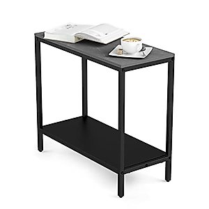 LIRUXUN 2 Tier Side Table Couch Desk Coffee Holder with Metal Frame for Living Room Bedroom
