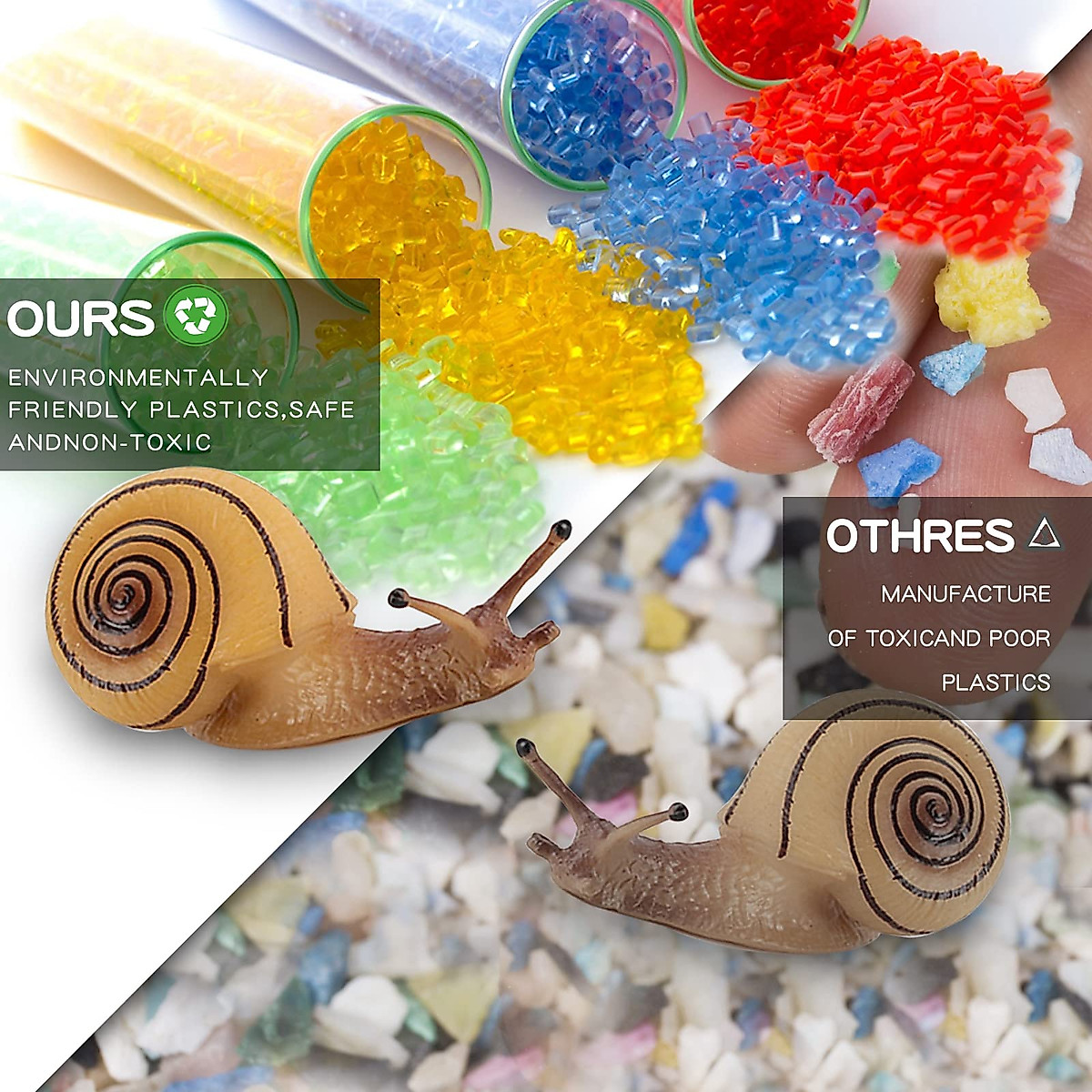 Snail Life Cycle of Snail Toys Life Cycle Figures Set Realistic Preschool Animals Figurines Eduactional Project Diorama Model Toy for Kids