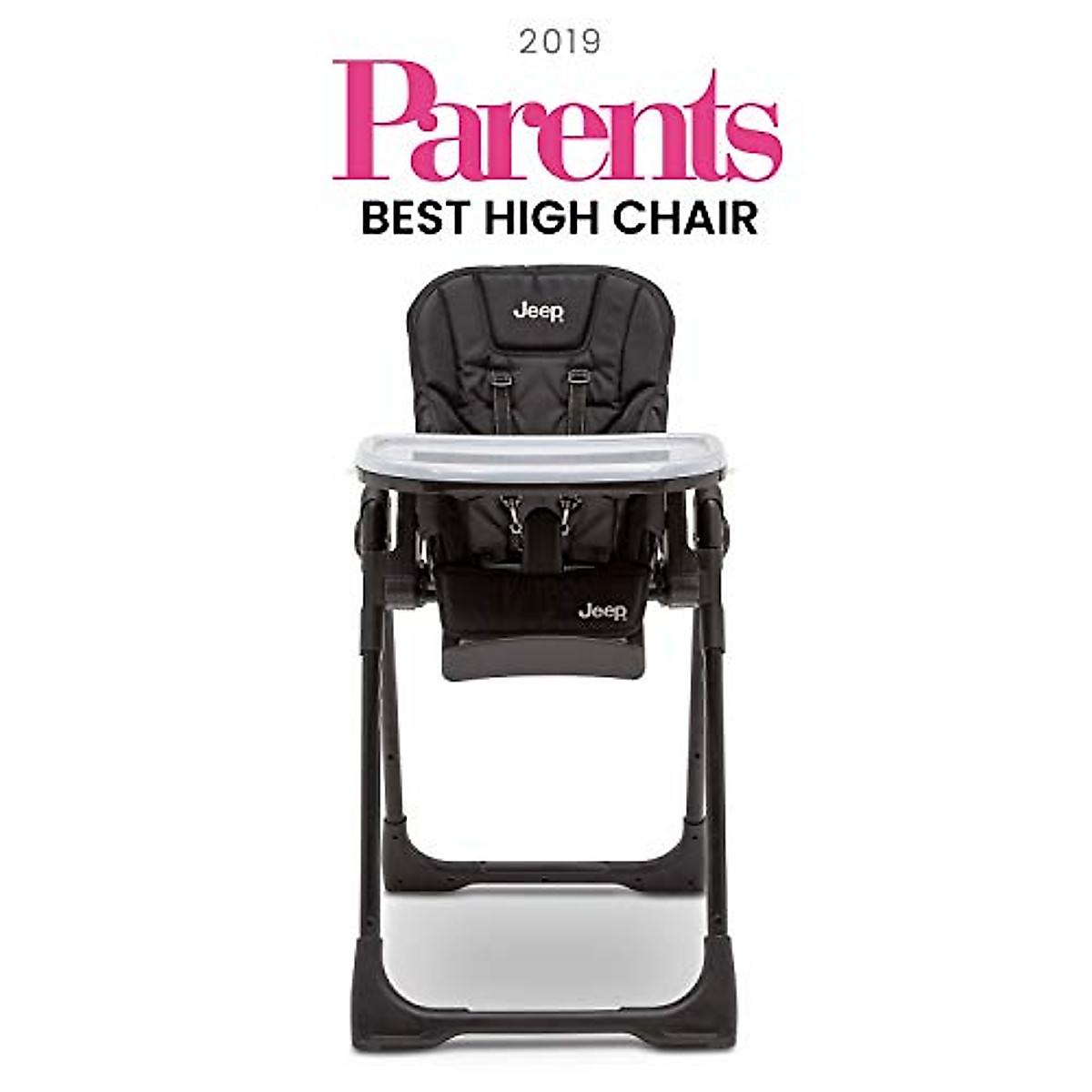 Jeep Classic Convertible 2-in-1 High Chair for Babies and Toddlers with Adjustable Height, Recline & Footrest - Dishwasher Safe Meal Tray, Midnight Black