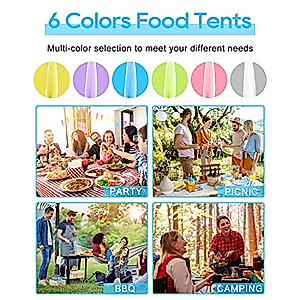Comforer Food Cover Mesh Food Tent, 17 Inches, Nylon Covers, Pop-Up Umbrella Screen Tents, Collapsible and Reusable Patio Bug Net for BBQ, Picnics, Parties, Camping, Outdoor - 6 Colors