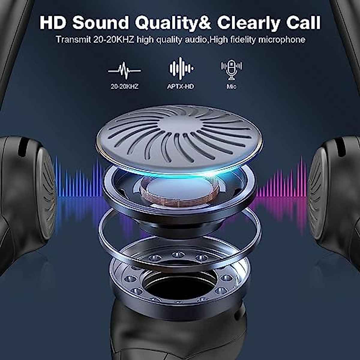 Open Ear Headphones Wireless Bluetooth 5.2, Bone Conduction Headphones Up to 10H Playtime Built-in Mic Wireless Bluetooth Headphones IPX4 Waterproof Headset for Running, Gym, Hiking, Cycling