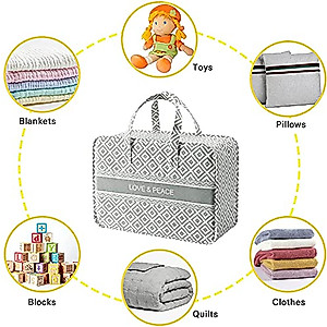 powerday dust moisture foldable resistantclothes storage containers for Bedding (Gray, L)