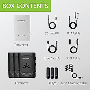 Avantree Audiplex - Wireless Multiple Audio Transmitter & Receiver Set, Long Range Low Latency for TV, AV Receiver, Projector, PA System, Church, Broadcast to 100 Headphones/Speakers