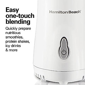 Hamilton Beach Personal Blender for Shakes and Smoothies with 14oz Travel Cup and Lid, White (51101V)