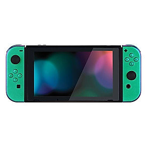 eXtremeRate DIY Replacement Shell Buttons for Nintendo Switch & Switch OLED, Chameleon Green PurpleCustom Housing Case with Full Set Button for Joycon Handheld Controller - Console Shell NOT Included